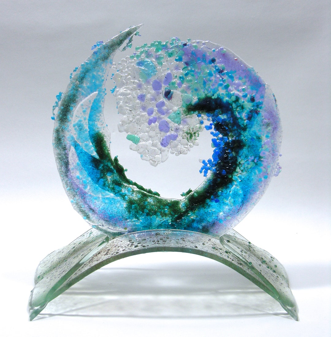 12 Inch Spiral Glass Wave With Stand - Etsy