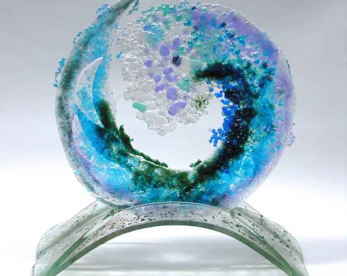 12 Inch Spiral Glass Wave With Stand - Etsy
