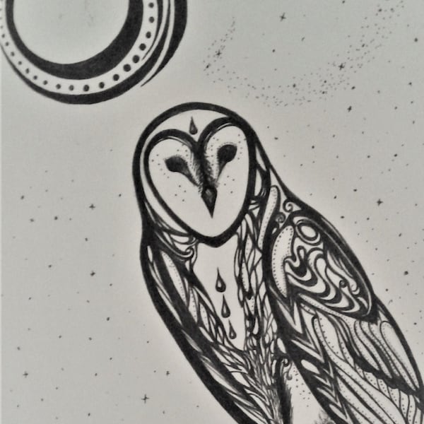 Owl Ink Drawing - Etsy