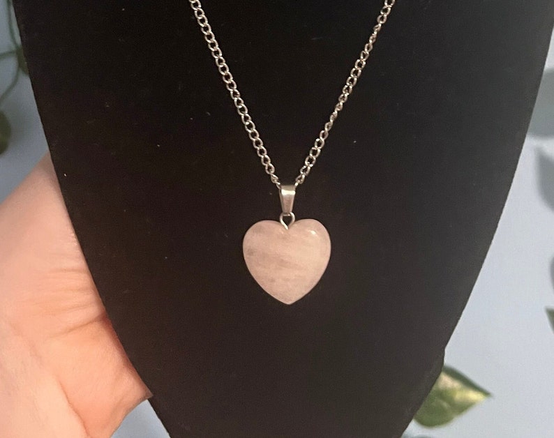 Rose Quartz Heart Necklace - Etsy