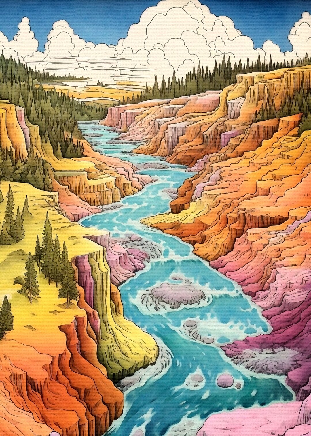 Yellowstone National Park, Utah - Printable Painting - National Park ...