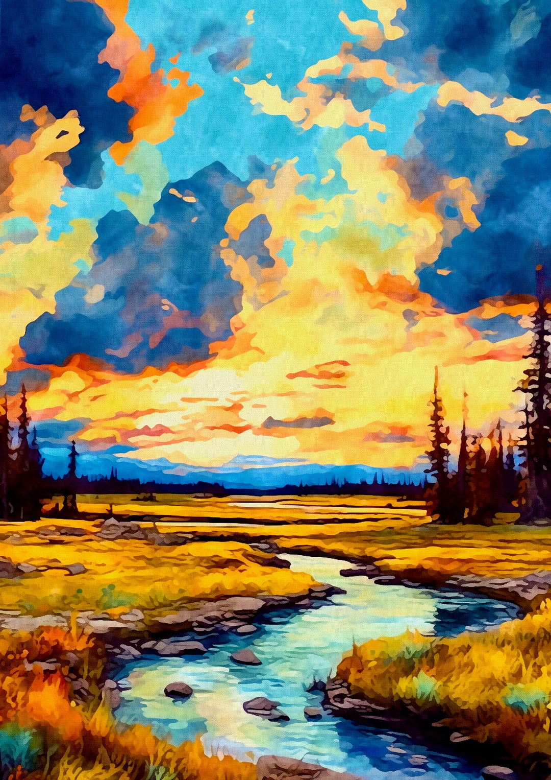 Yellowstone National Park, Utah - Printable Painting - National Park ...