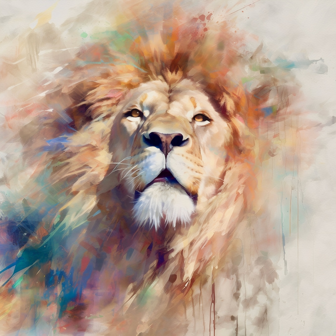 Printable Lion Painting Wildlife Collection Digital Painting Art Print ...