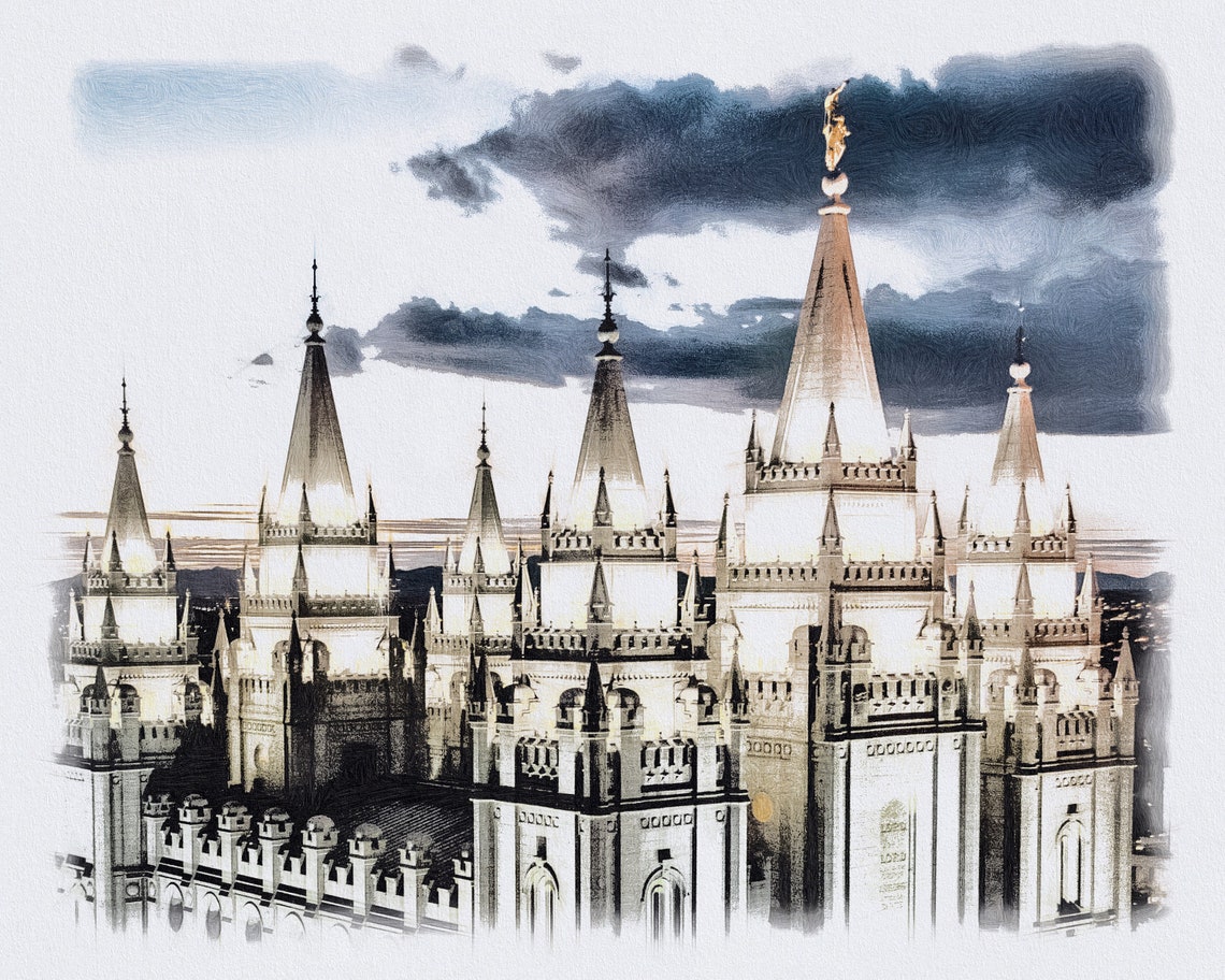 Salt Lake City Temple - Instant Digital Photograph Artistic Rendering ...