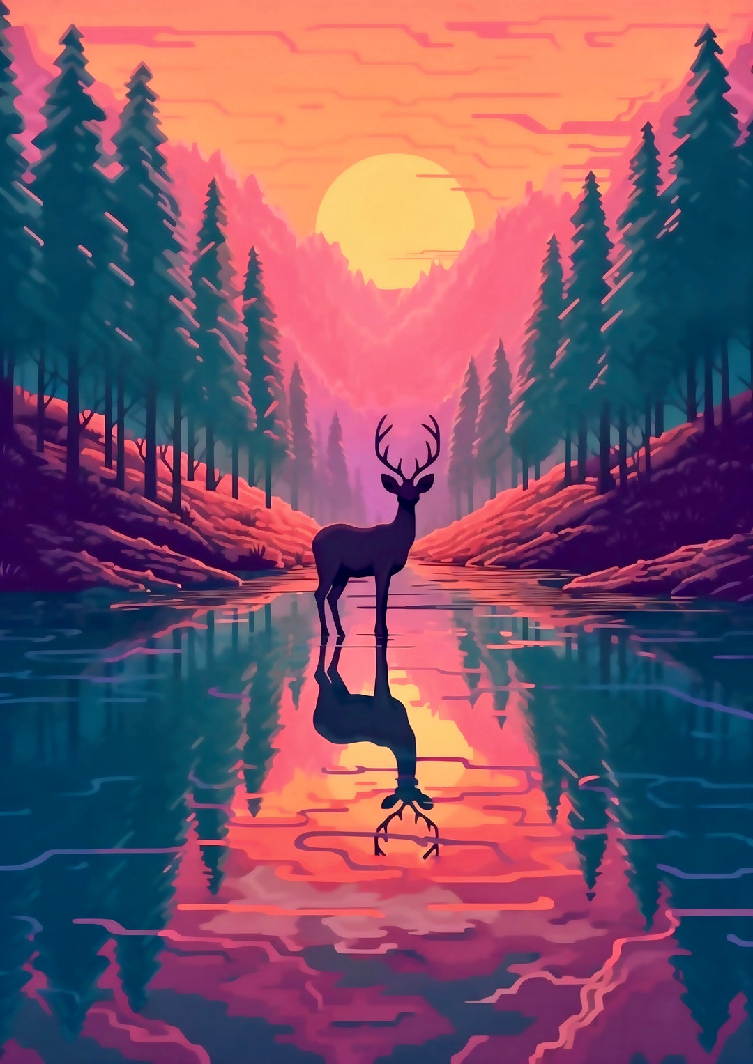 Printable Stag Painting - Wildlife Collection - Digital Painting Art ...