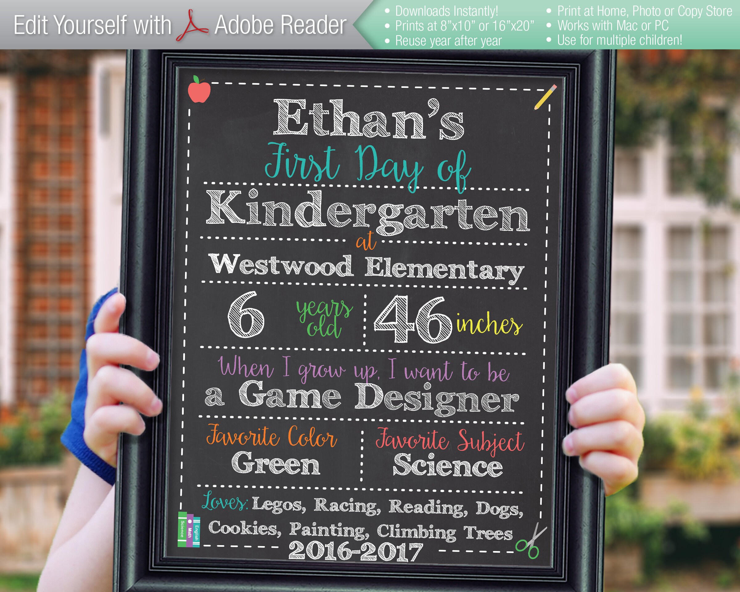 YEARS First Day of School Editable Sign Chalkboard Style Instant ...