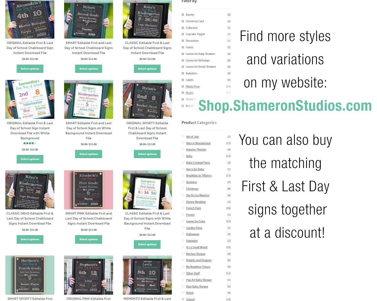 MEMENTO First Day of School Editable Sign || Chalkboard Style Instant ...