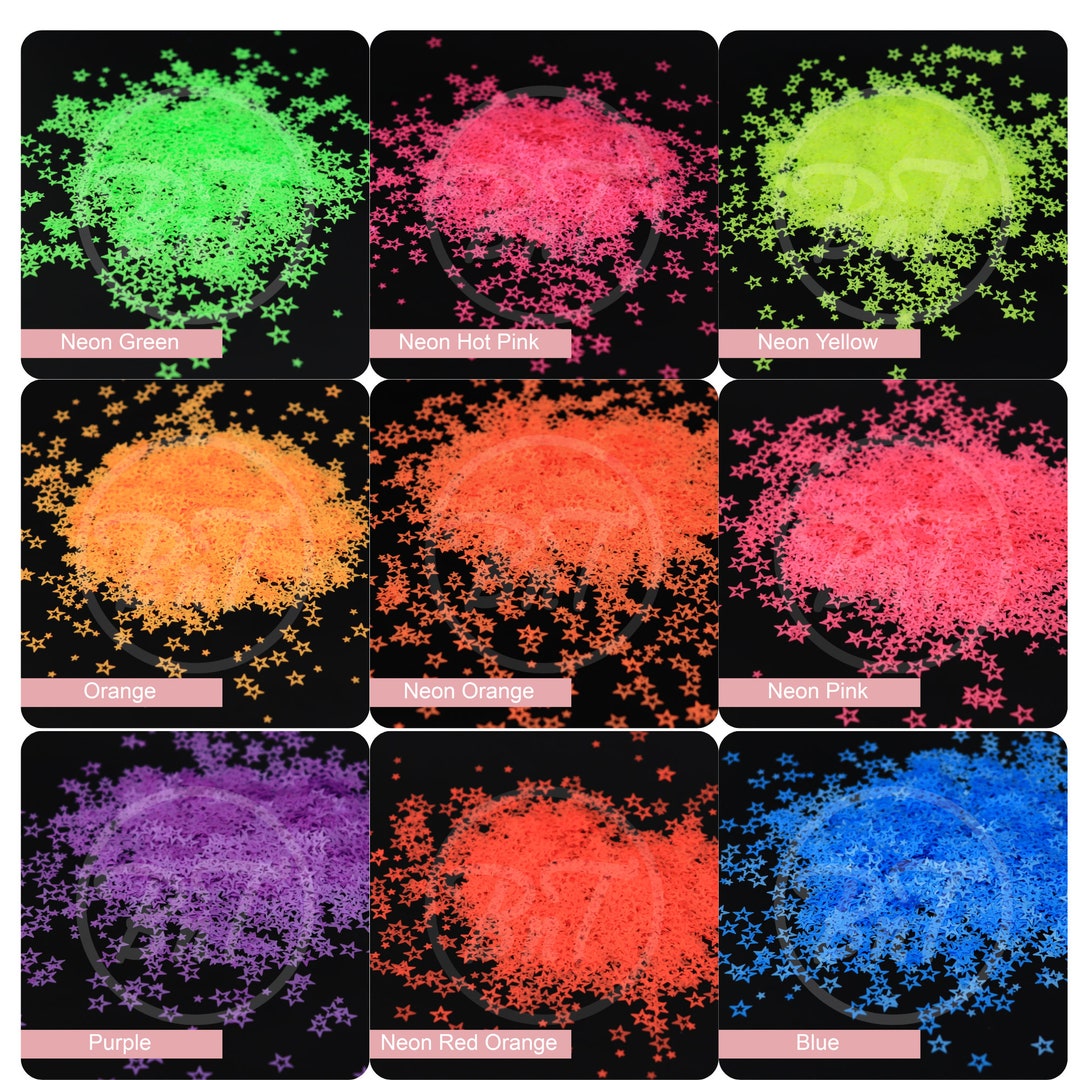 Neon Hollow Stars, Glitter Starts, Chucky Glitter, Nail Art, Bold N ...