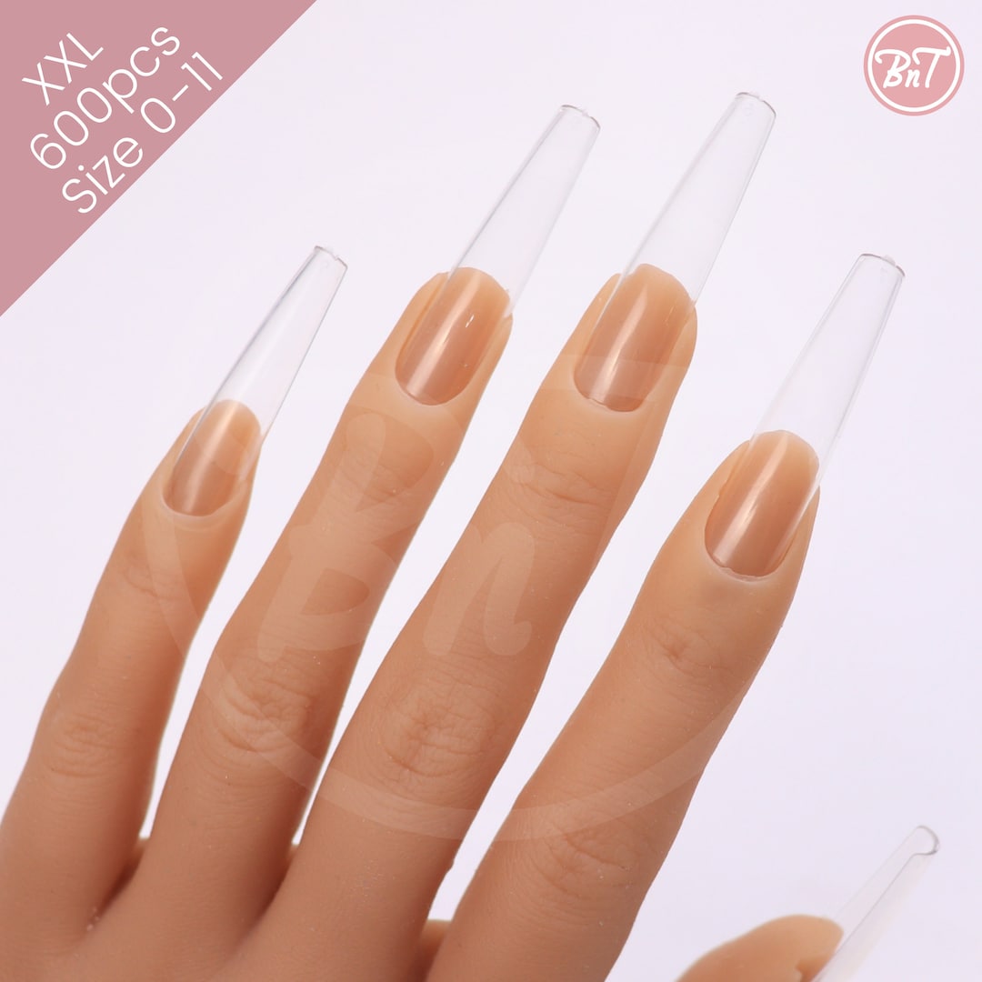 XXL Full Cover Nail Tips Size 0-11 - 600 Tips - XXL Ballerina Nail Tips ...