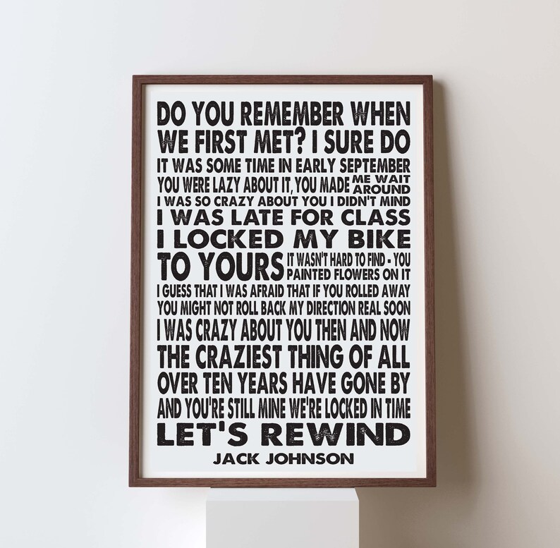 JACK JOHNSON Do You Remember Song Lyrics Art Print Modern - Etsy