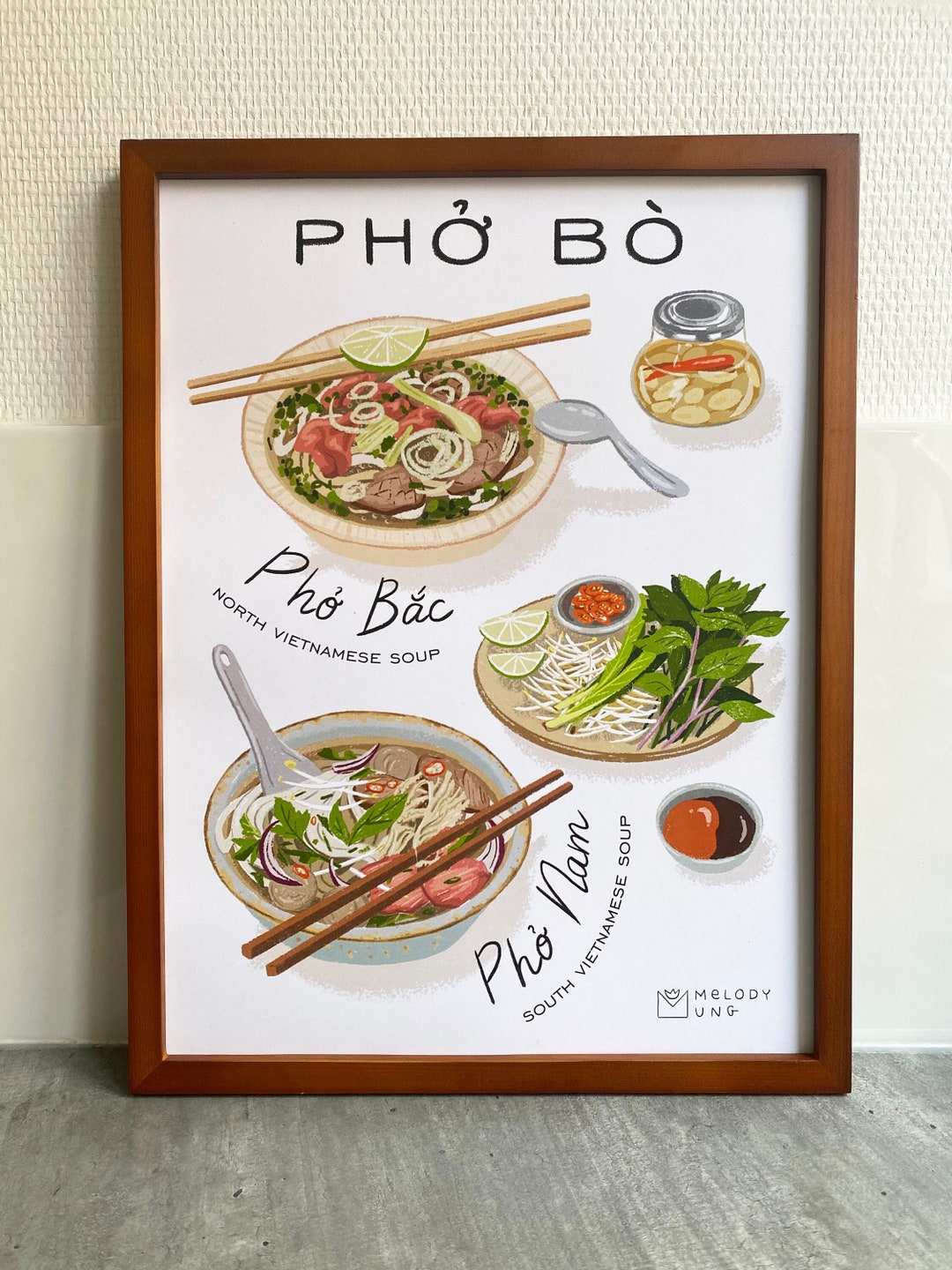 Phở Bò Poster, Vietnamese Soup, Vietnam Cuisine, Culinary Art, Wall ...