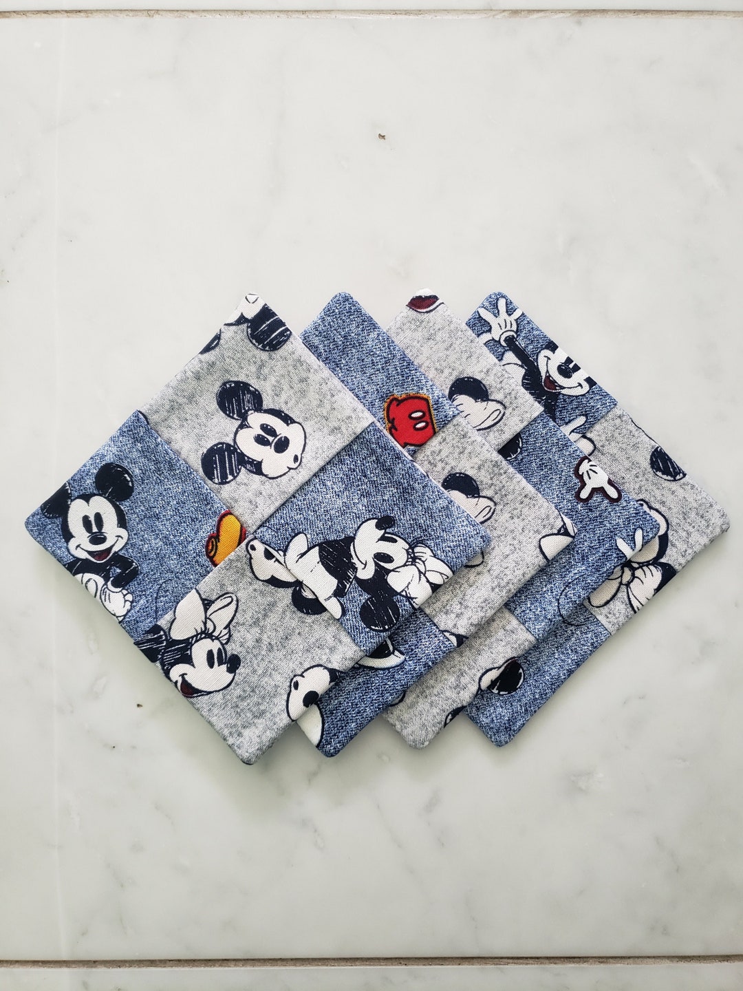 Mickey and Minnie Mouse Coasters - Set of 4 Coasters - Fabric Coasters ...