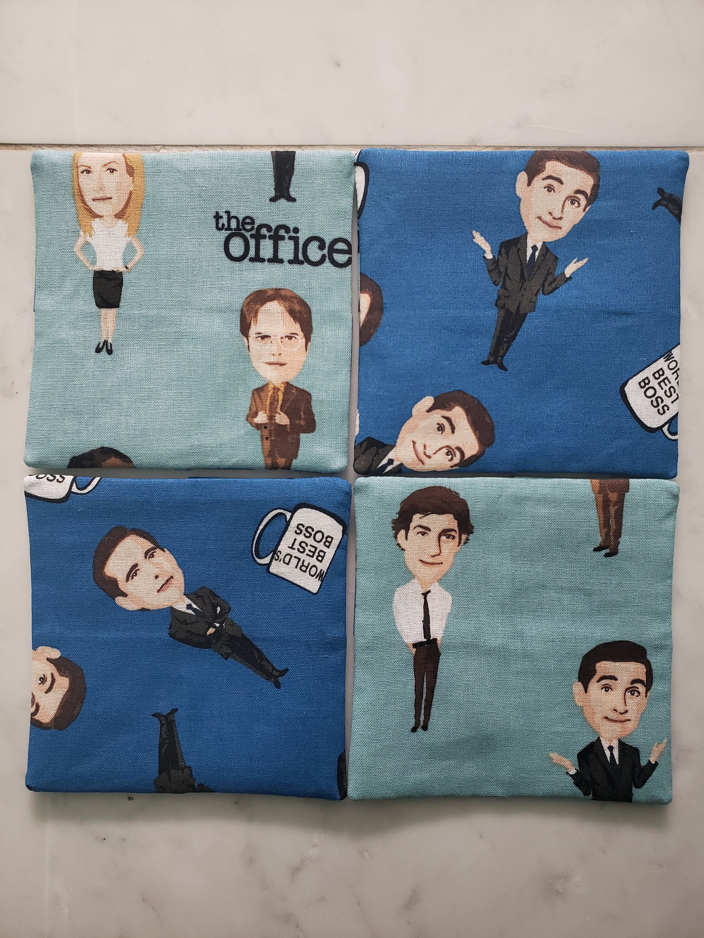 The Office TV Show Coasters - Set of 4 Coasters - Fabric Coasters ...