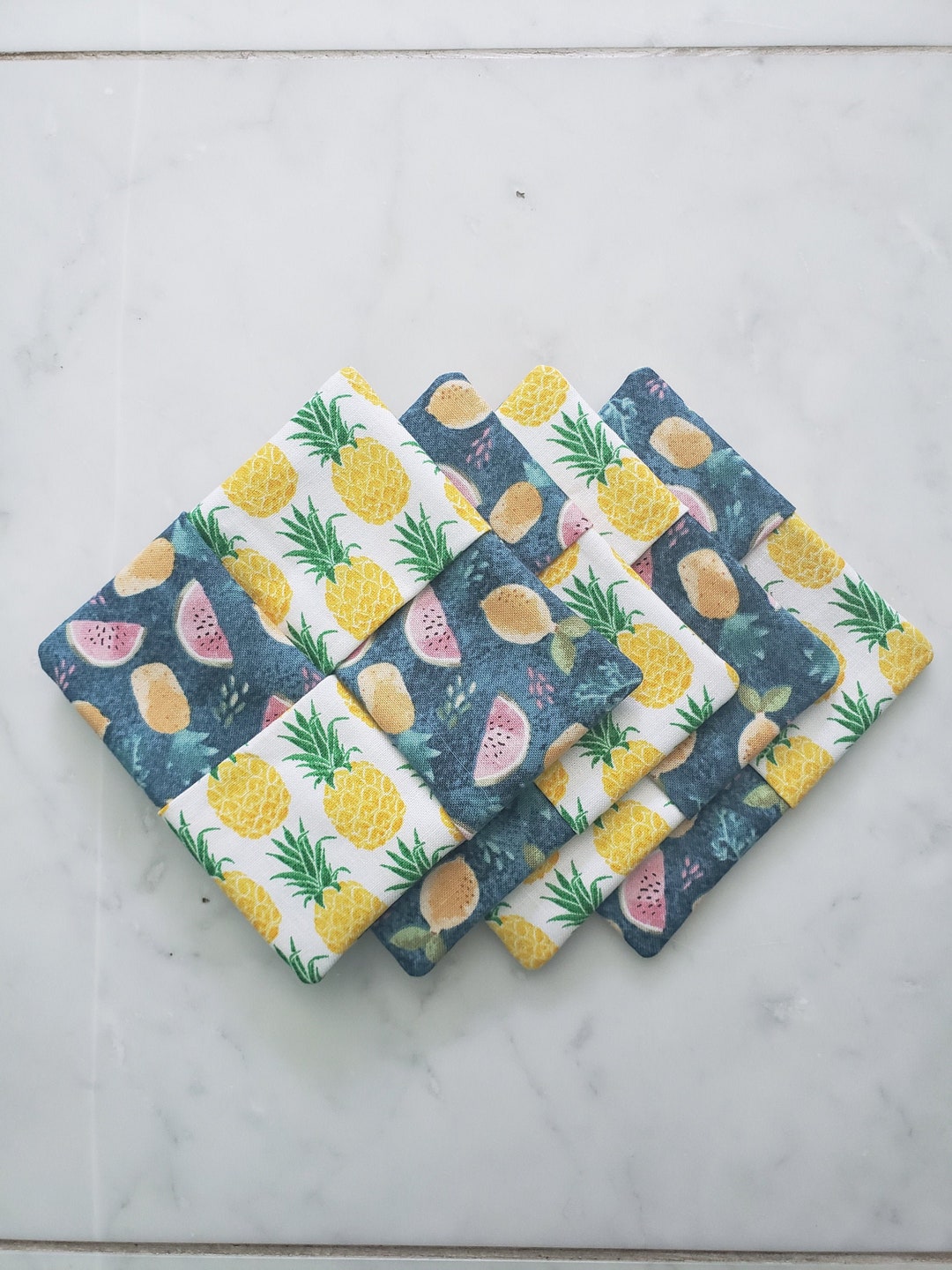 Pineapple, Watermelon, and Lemon Fruit Coasters - Set of 4 Coasters ...