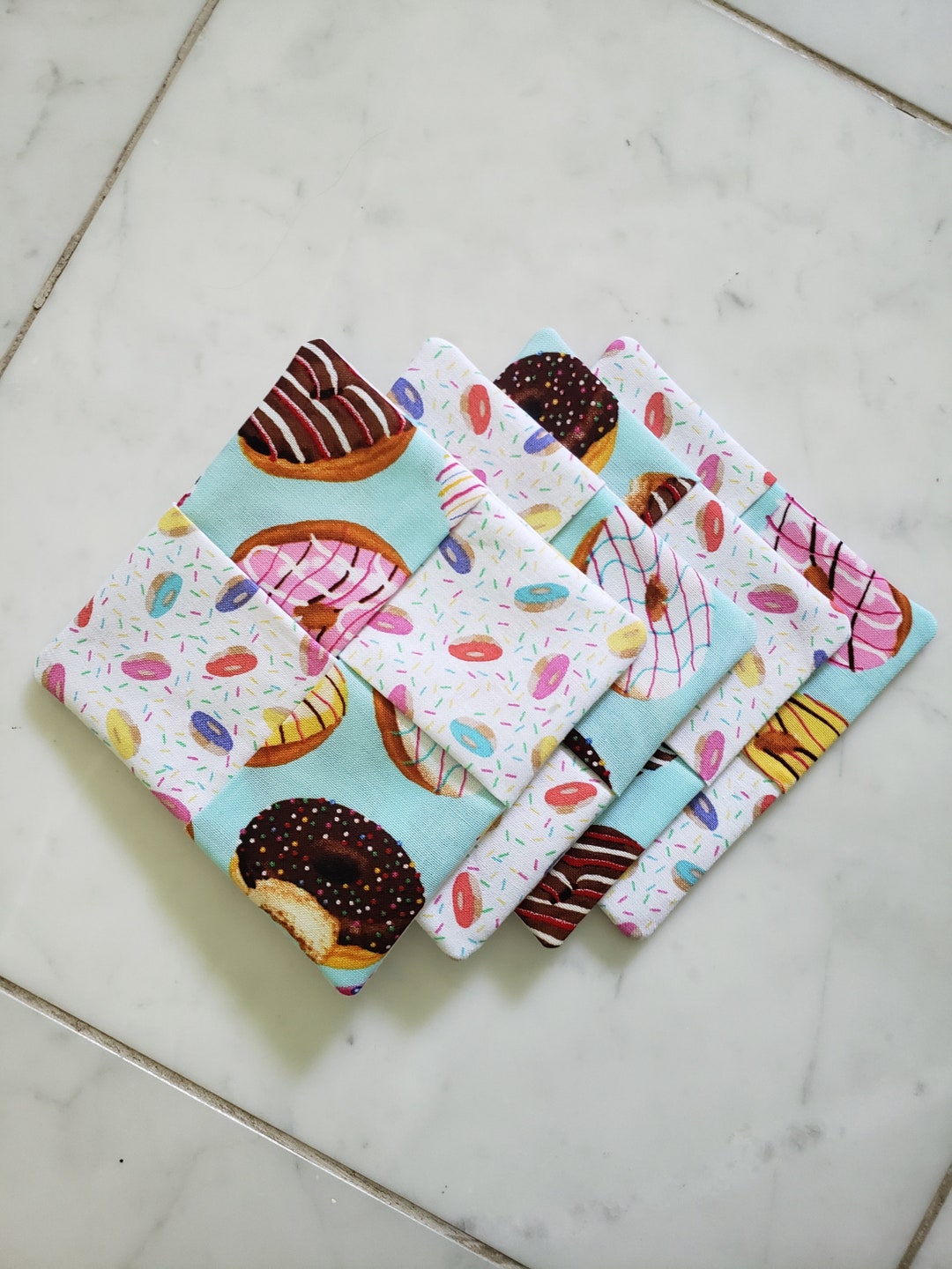 Donut Coasters - Doughnut - Set of 4 Coasters - Fabric Coasters - Decor ...