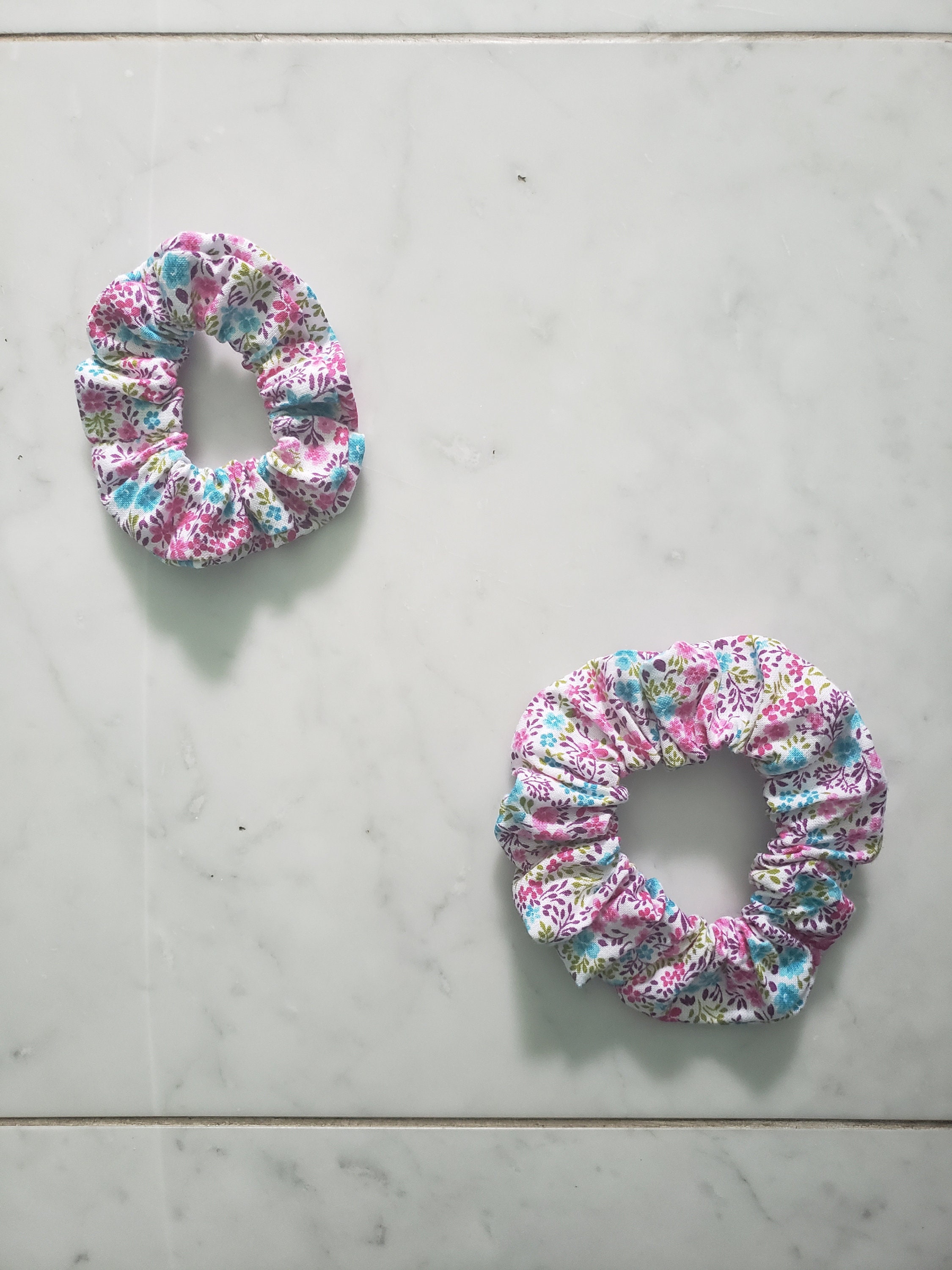 Pink, Blue, and Purple Floral Scrunchie Adult Child Kid Matching ...