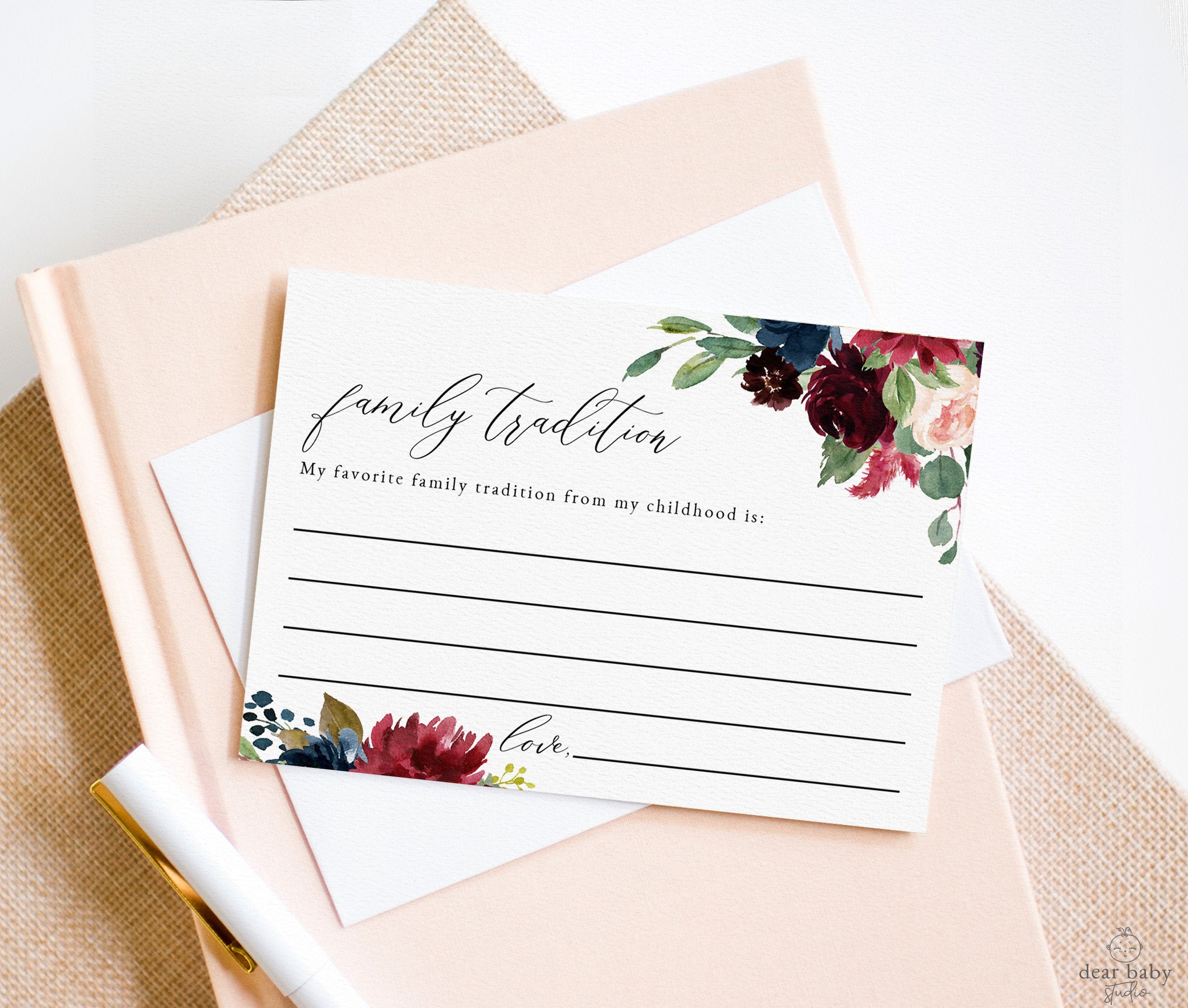 Family Traditions Card Template Printable Baby Shower Game | Etsy