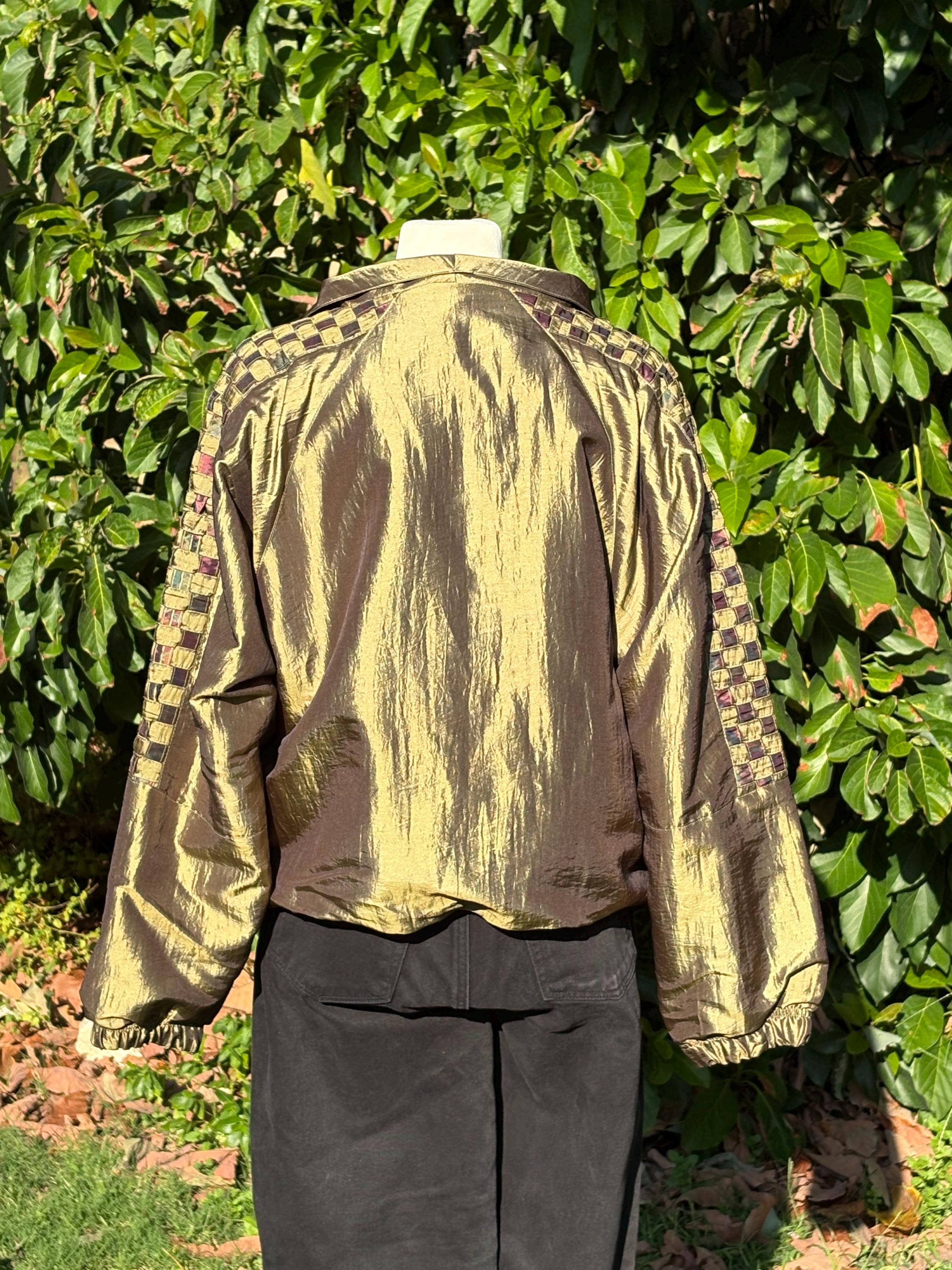 Vintage Great Cavalier Shiny Metallic Zip-up Bomber Ski Jacket With ...