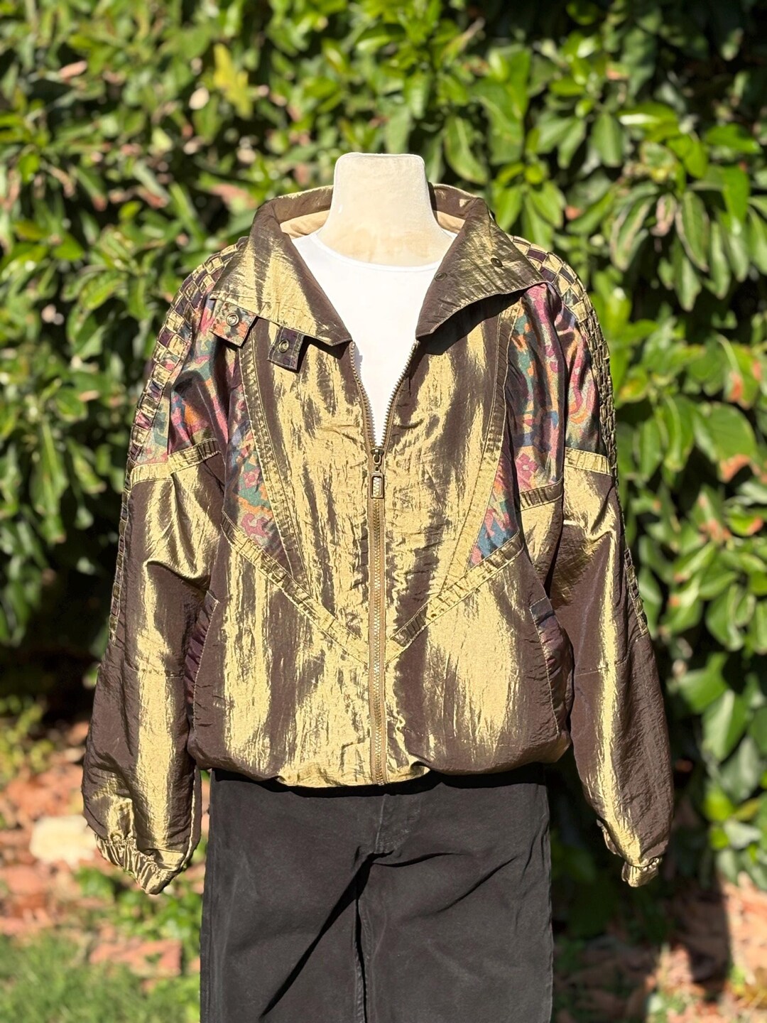 Vintage Great Cavalier Shiny Metallic Zip-up Bomber Ski Jacket With ...