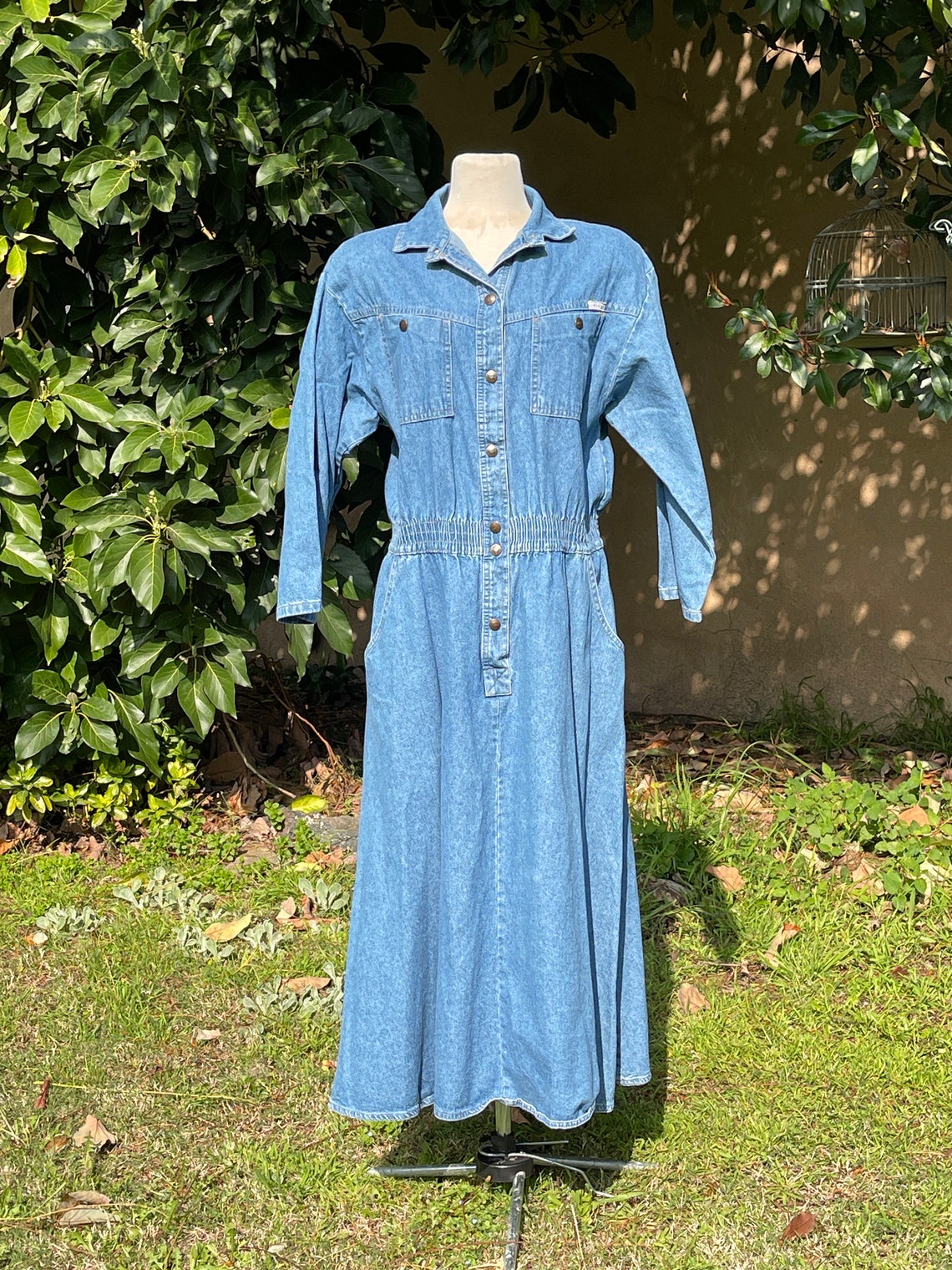 Vintage 1980’s Dreams Full Denim Long Sleeve Western Dress - Size L - Etsy