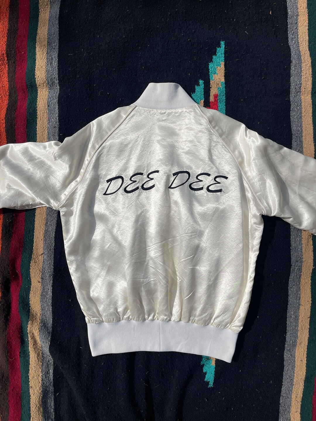 Vintage 80’s Custom Embroidered “dee Dee” Lightweight Satin Bomber ...