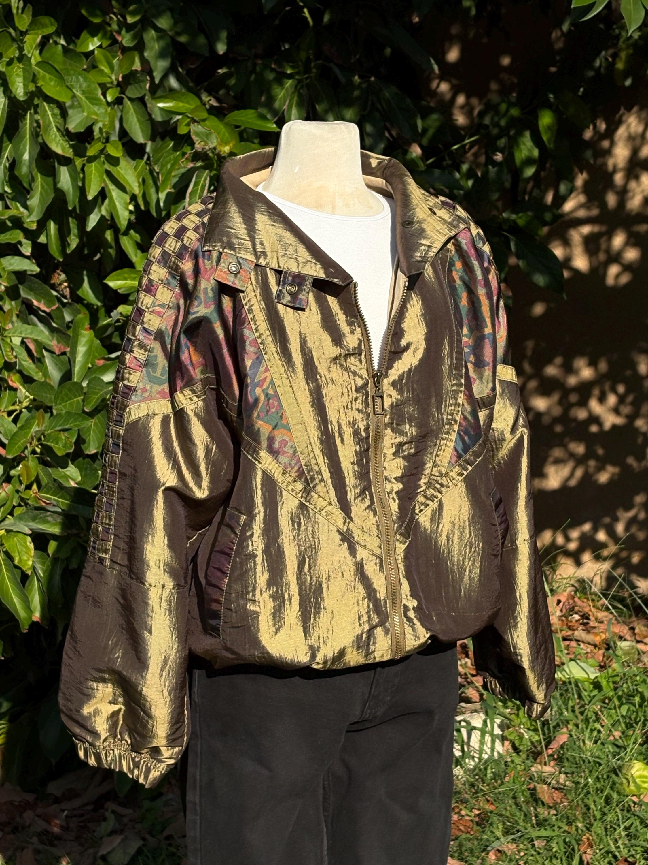 Vintage Great Cavalier Shiny Metallic Zip-up Bomber Ski Jacket With ...
