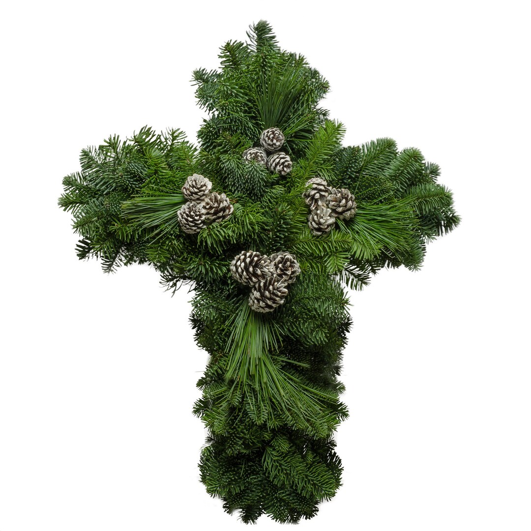 Cross for Christmas | Fresh Evergreen Cross - Etsy