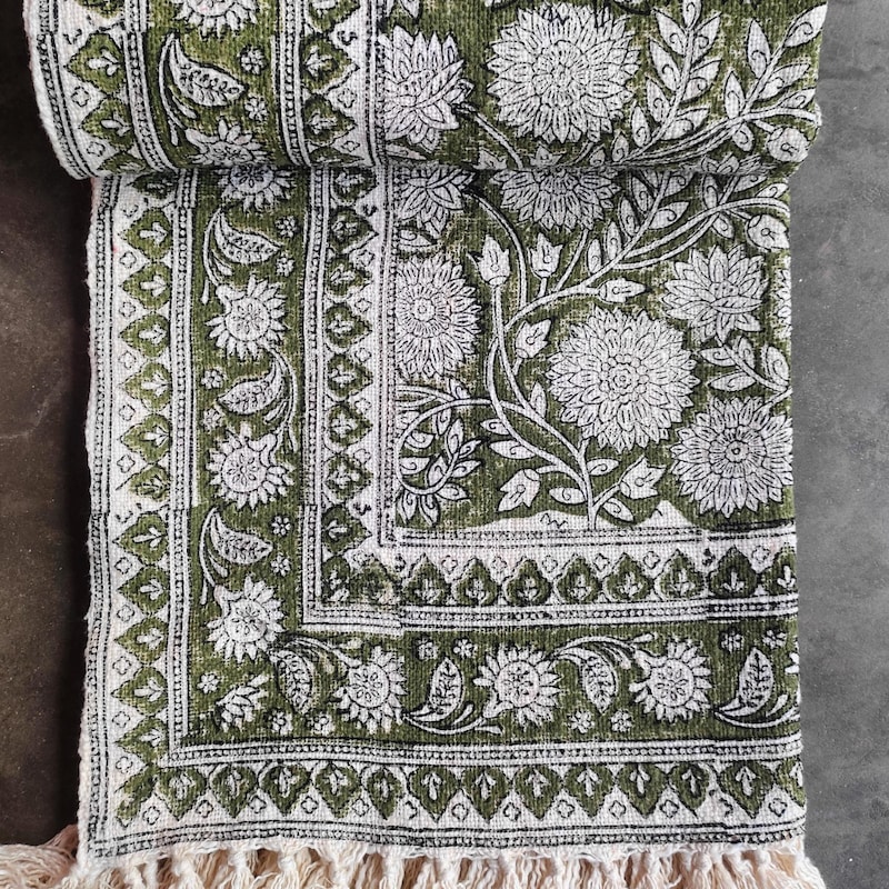 Cream With Green Throws - Etsy UK