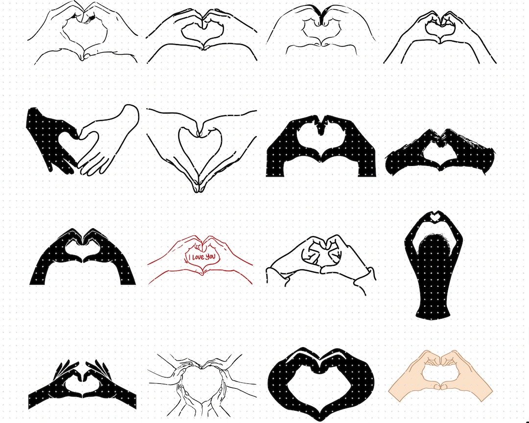 Hand Heart Sign Svg, Eps, Png, Dxf, Clipart for Cricut and Silhouette ...
