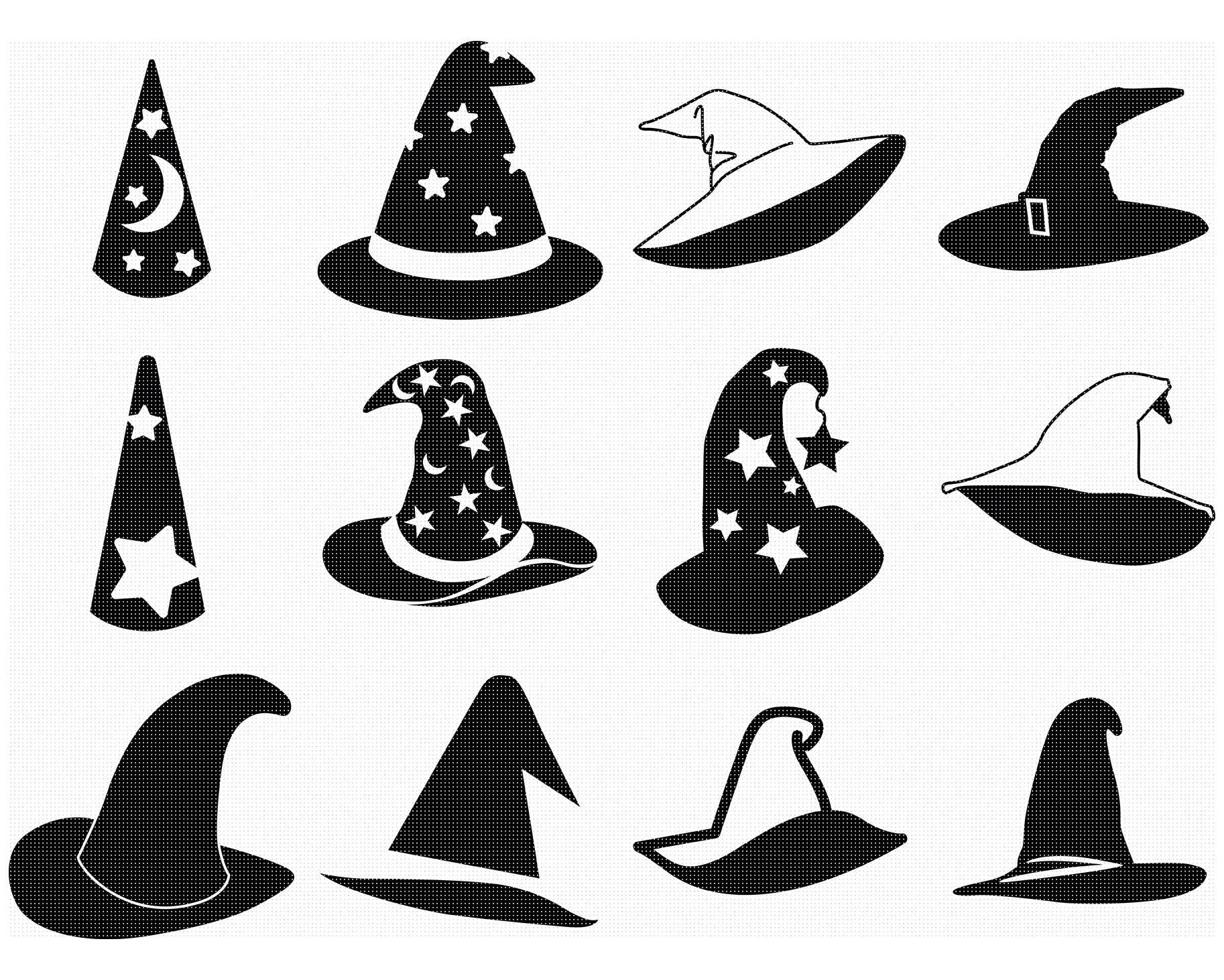 Wizard Hat Svg, Mage Hat Svg, Witch Hat Svg, Eps, Png, Dxf, Clipart for ...