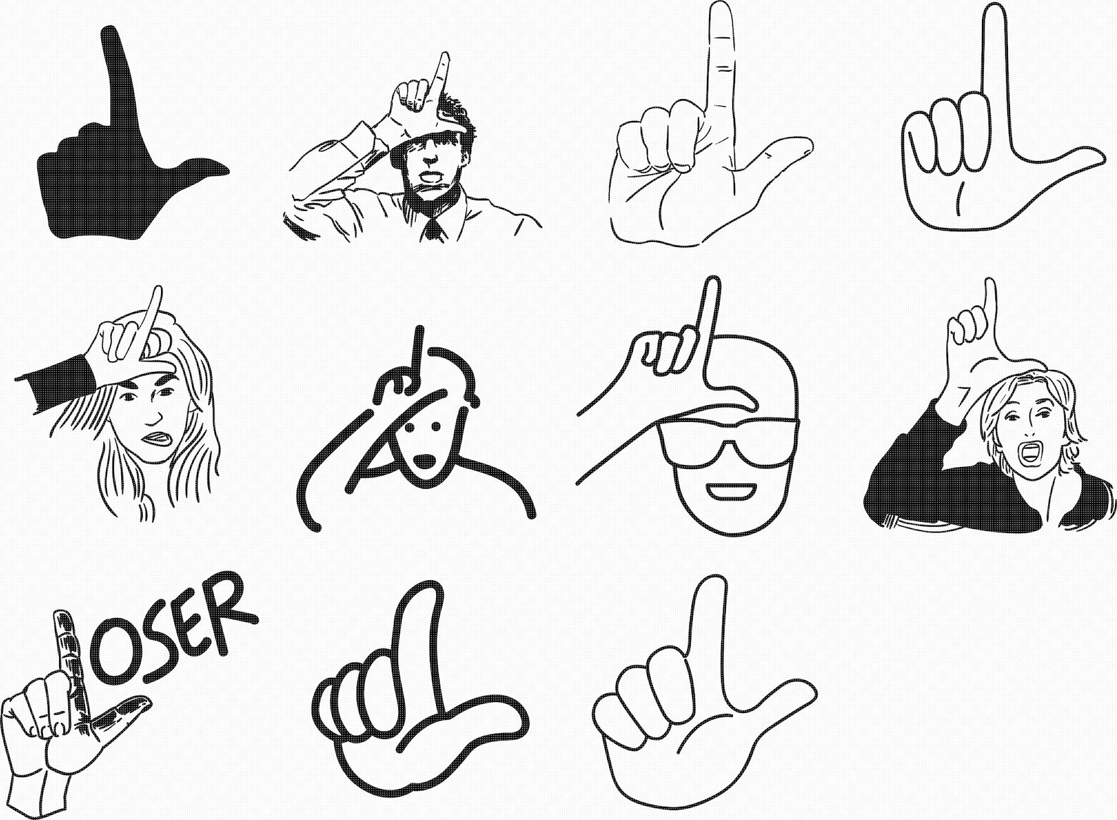 Loser Hand Gesture Svg, Eps, Png, Dxf, Clipart for Cricut and ...