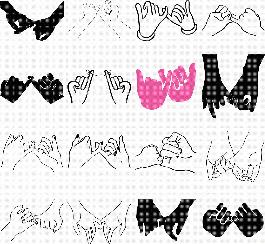 Pinky Promise Hand Sign Svg, Eps, Png, Dxf, Clipart for Cricut and ...