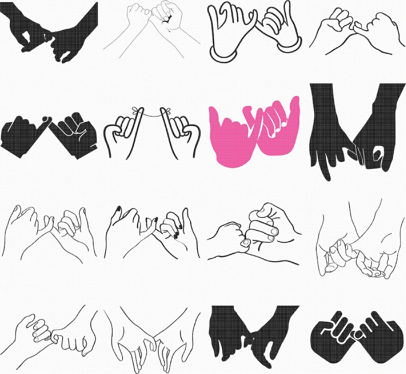 Pinky Promise Hand Sign Svg, Eps, Png, Dxf, Clipart for Cricut and ...