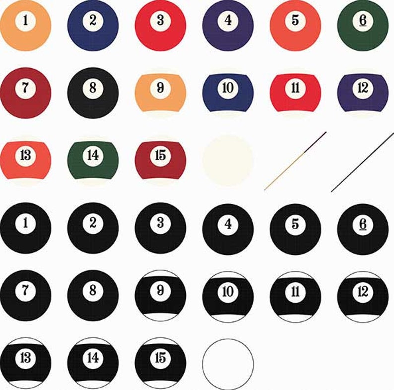 Billiard Balls Svg Eps Png Dxf Clipart for Cricut and - Etsy Denmark