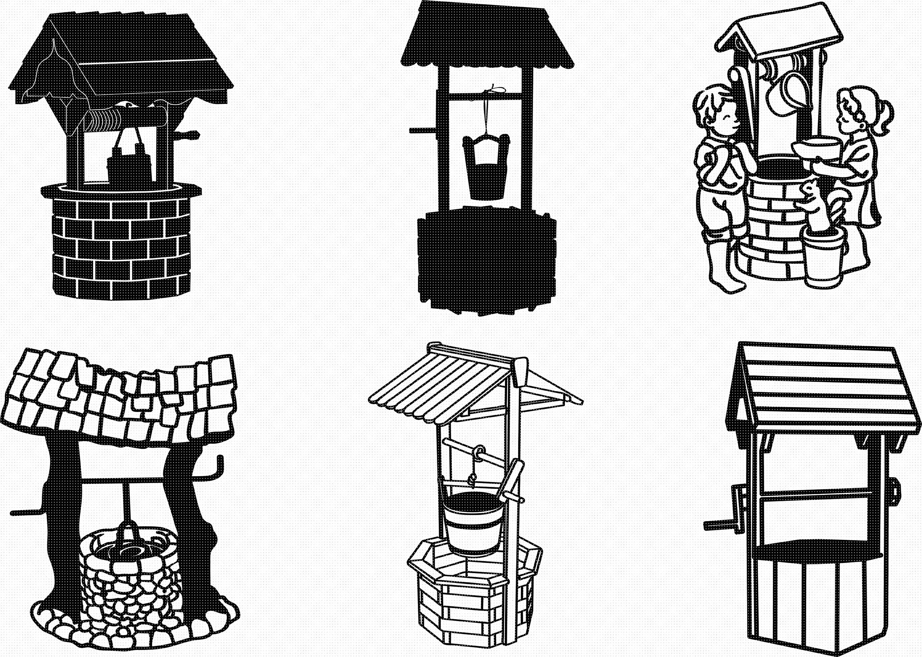 Wishing Well Svg, Eps, Png, Dxf, Clipart for Cricut and Silhouette ...