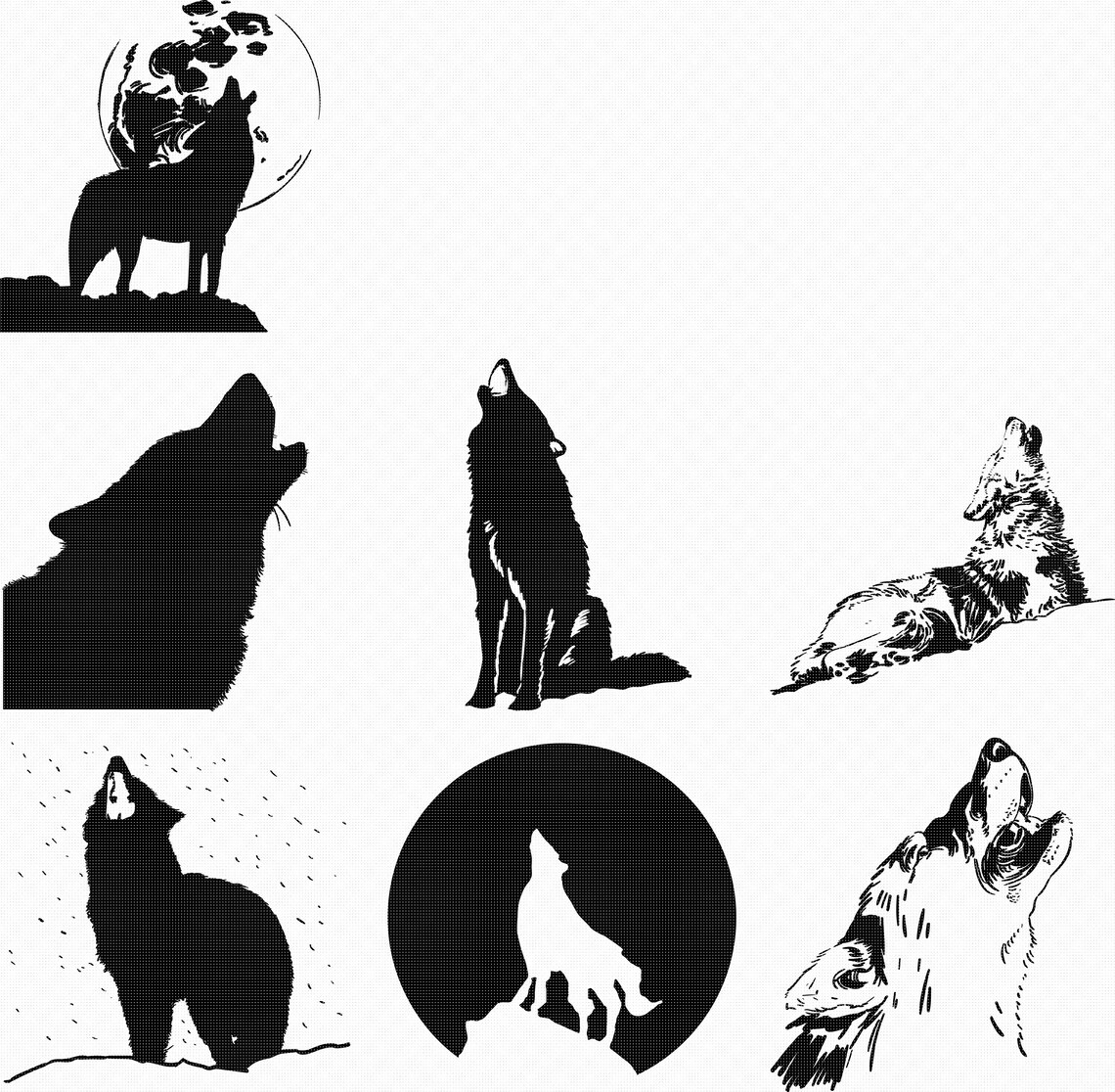Howling Wolf Svg Eps Png Dxf Clipart for Cricut and - Etsy
