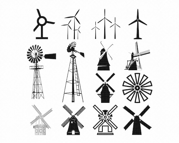 Windmill Svg Eps Png Dxf Clipart for Cricut and Silhouette | Etsy
