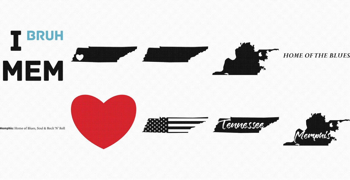 Memphis Tennessee Svg, Eps, Png, Dxf, Clipart for Cricut and Silhouette ...