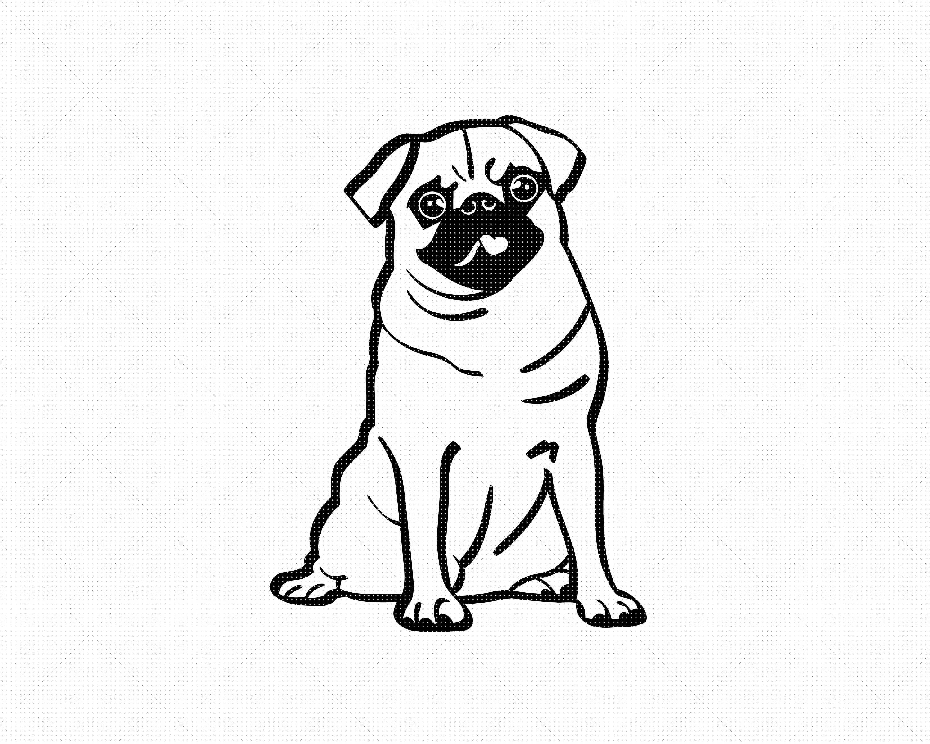 Pug dog svg, eps, png, dxf, clipart for cricut and silhouette - Etsy France