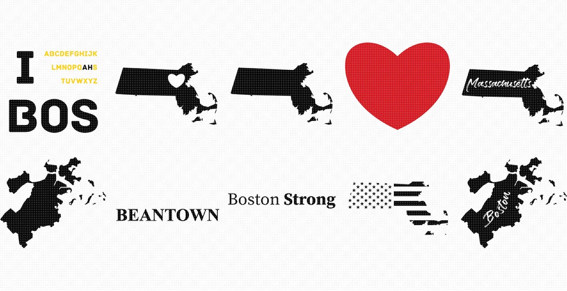 Boston massachusetts svg eps png dxf clipart for cricut | Etsy
