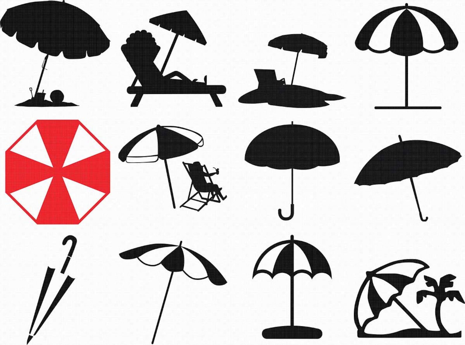Beach Umbrella Svg Eps Png Dxf Clipart For Cricut And Silhouette Etsy