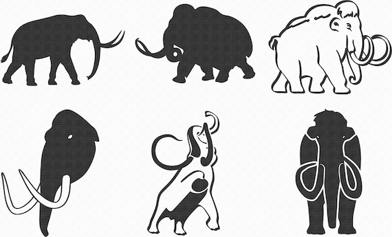Mammoet olifant SVG EPS PNG DXF clipart voor cricut en - Etsy België