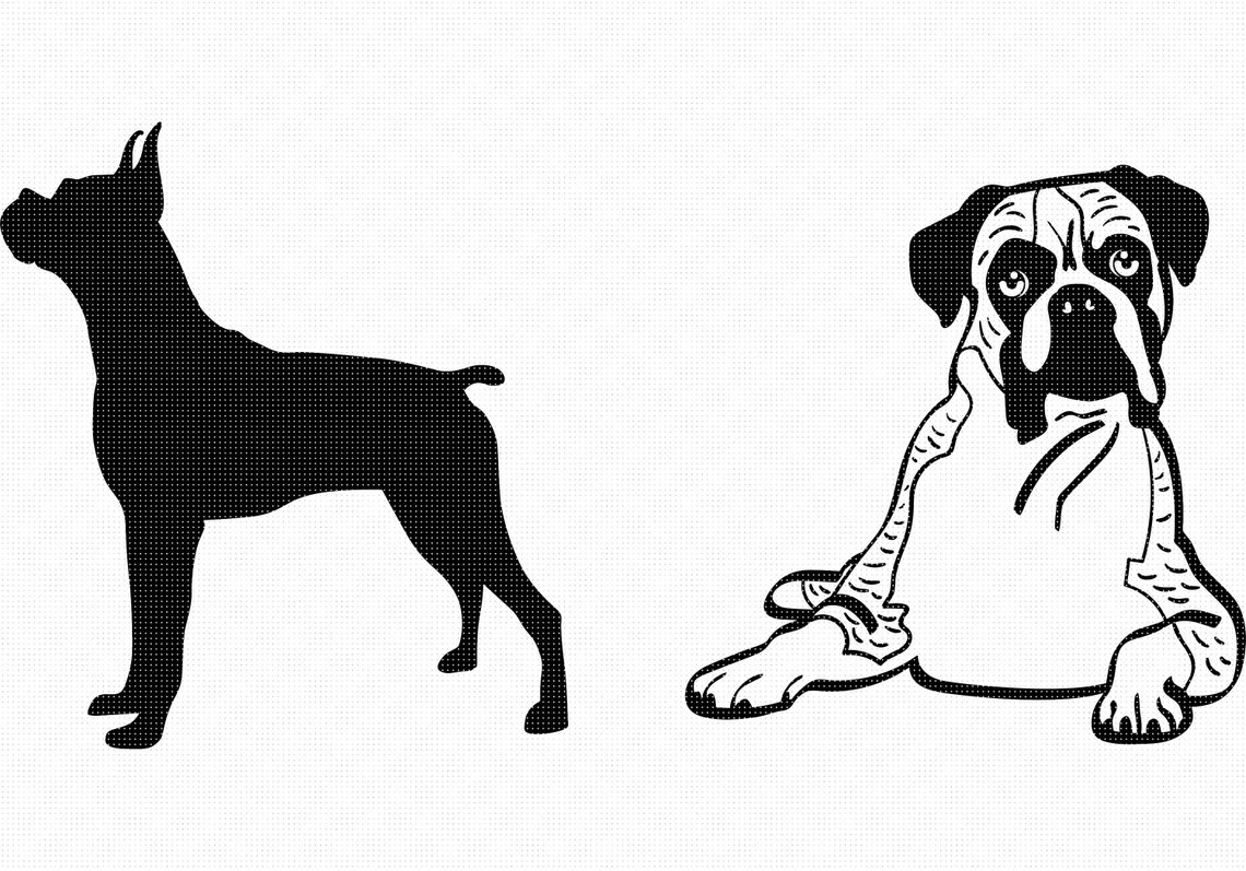 Boxer Dog Svg Eps Png Dxf Clipart for Cricut and - Etsy