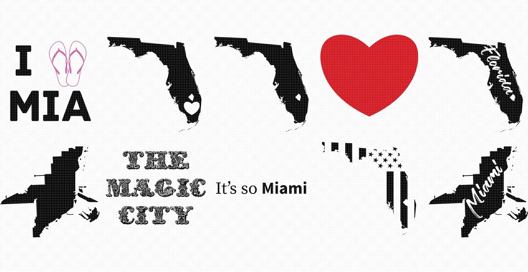 Miami Florida Svg, Eps, Png, Dxf, Clipart for Cricut and Silhouette - Etsy