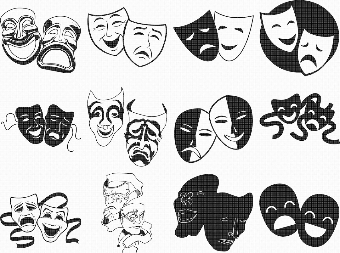 Thespian Mask Svg, Eps, Png, Dxf, Clipart for Cricut and Silhouette - Etsy
