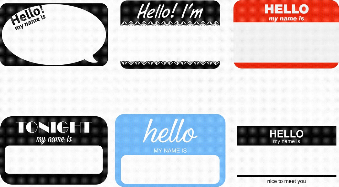 Name Tag Hello Svg, Eps, Png, Dxf, Clipart for Cricut and Silhouette - Etsy