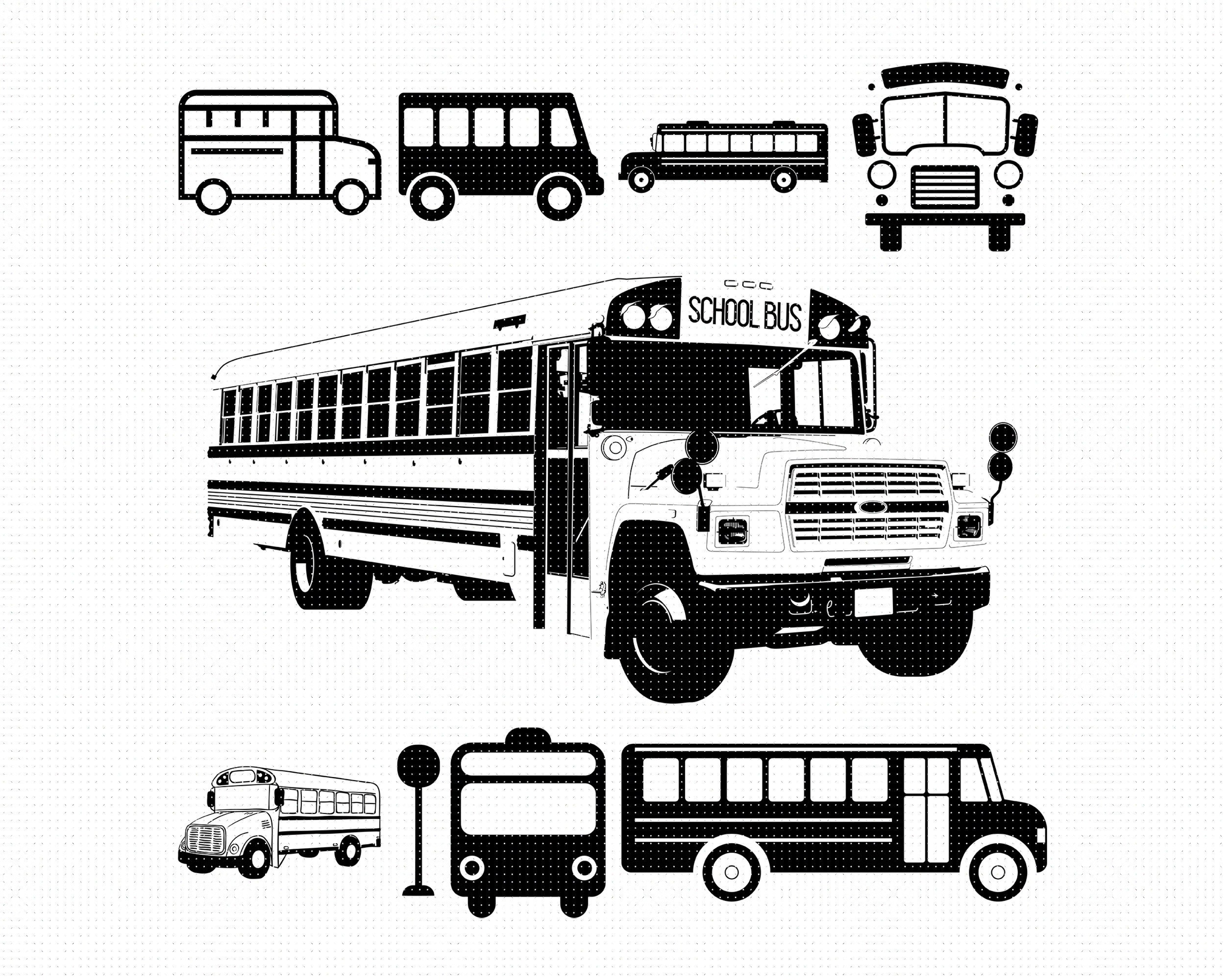 School Bus Vector Black And White