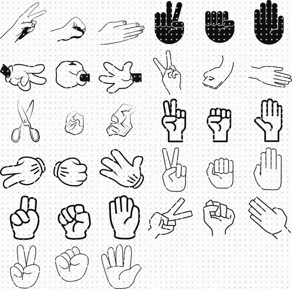 Rock Paper Scissors Hand Signs Svg Eps Png Dxf Clipart for - Etsy