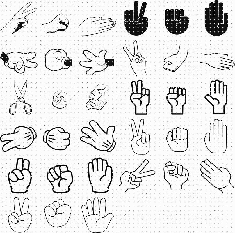 Rock Paper Scissors Hand Signs Svg, Eps, Png, Dxf, Clipart for Cricut ...
