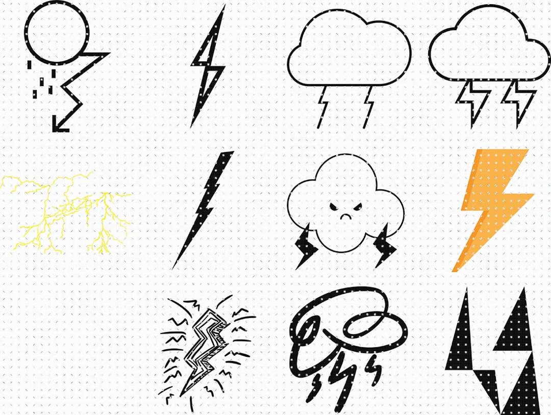 Thunder Weather Svg, Eps, Png, Dxf, Clipart for Cricut and Silhouette ...
